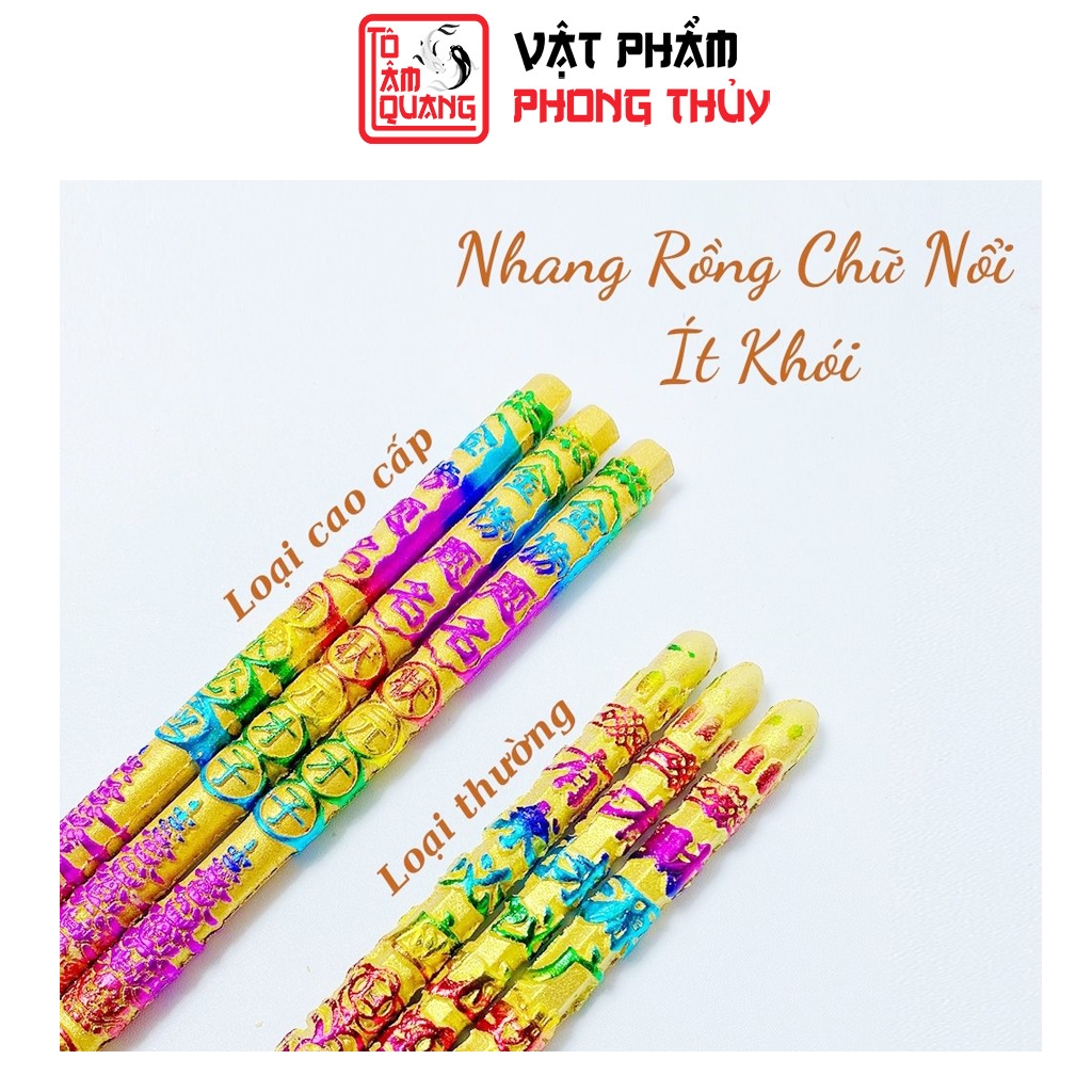 Nhang rồng dập nổi ít khói bộ 3 cây nhang cúng phật, cúng dường, thắp lễ vu lan dài 50cm - TÔ ...