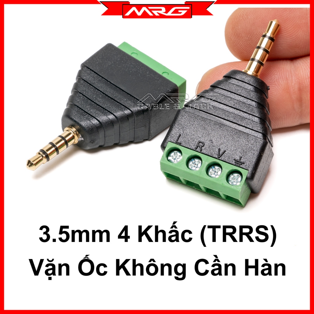 Jack 3.5 4 Khấc 3 Vạch Đen (TRRS), vặn ốc không cần hàn, giá 1 chiếc. | Shopee Việt Nam