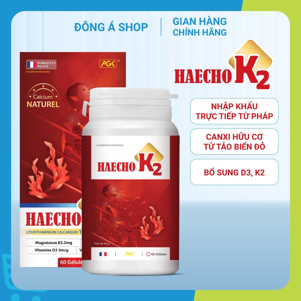 Canxi hữu cơ HAECHO K2 - Canxi tảo biển đỏ kết hợp D3, K2 - Hỗ trợ tốt ...