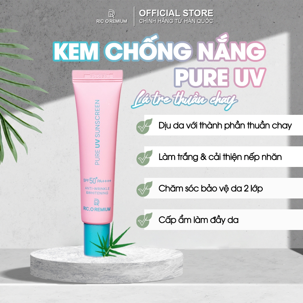 Kem Chống Nắng Dưỡng Ẩm Dịu Nhẹ Ric.o Remium PURE UV SUNSCREEN 25ml.(hồng nhạt) | Shopee Việt Nam