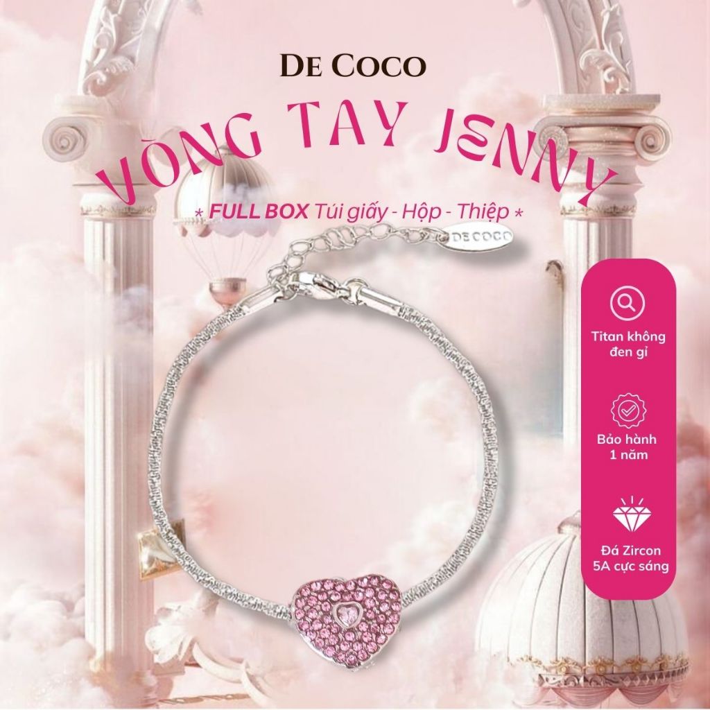 Vòng tay nữ De Coco Jenny dây xù một charm (kèm Túi giấy + Hộp + Thiệp) DECOCO ACCESSORIES ...