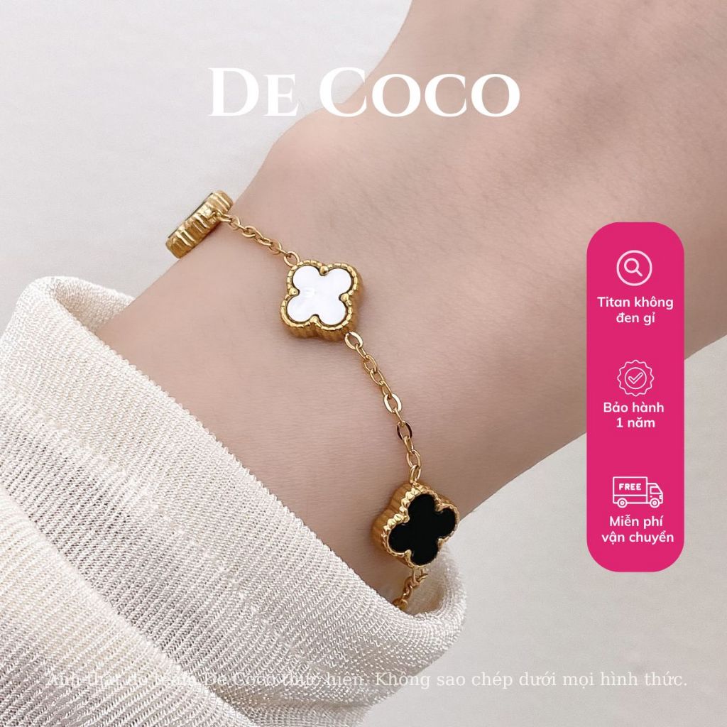 Vòng tay nữ De Coco Cỏ 4 lá 5 charm may mắn DECOCO ACCESSORIES | Shopee ...