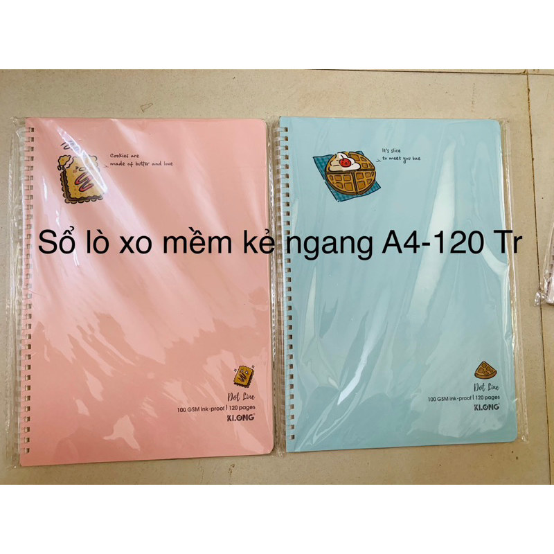 Sổ Dot Line (kẻ ngang)A4, sổ lò xo nhựa mềm 2 đầu KLONG 120 trang ...