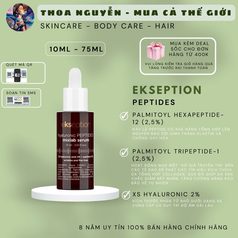 SERUM EKSEPTION PEPTIDE HYALURONIC MIXLAB PHỤC HỒI CHỐNG LÃO HÓA ...