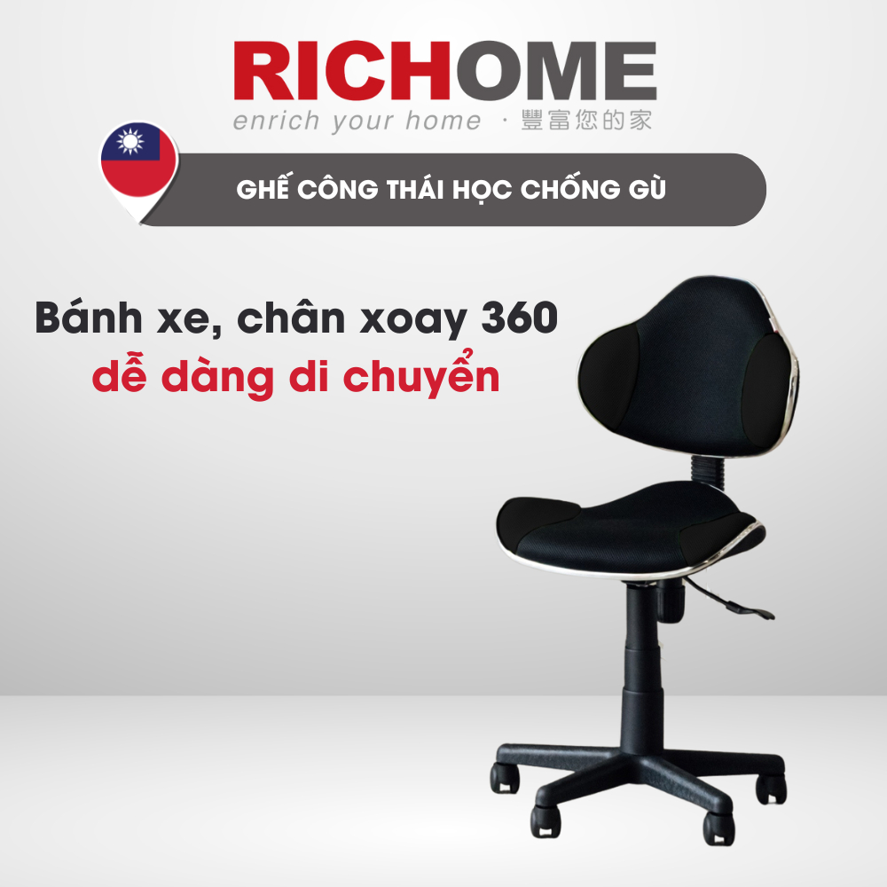 Ghế văn phòng, ghế học sinh, ghế xoay 360 độ RICHOME CH605BK / CH705 / CH705B. Hàng nhập khẩu ...