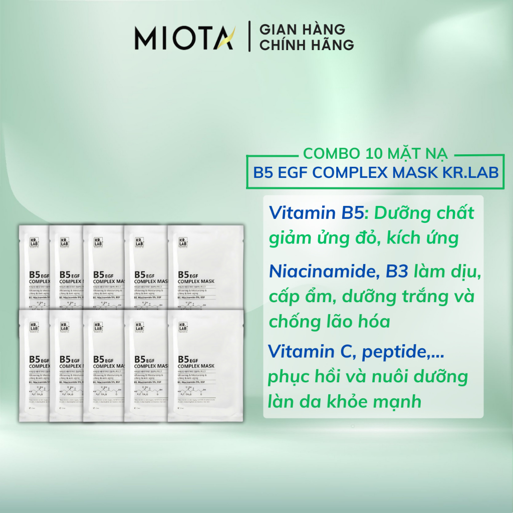 Combo 10 Miếng Mặt Nạ Dưỡng Trắng, Cấp Ẩm B5 EGF Complex Mask Kr.Lab ...