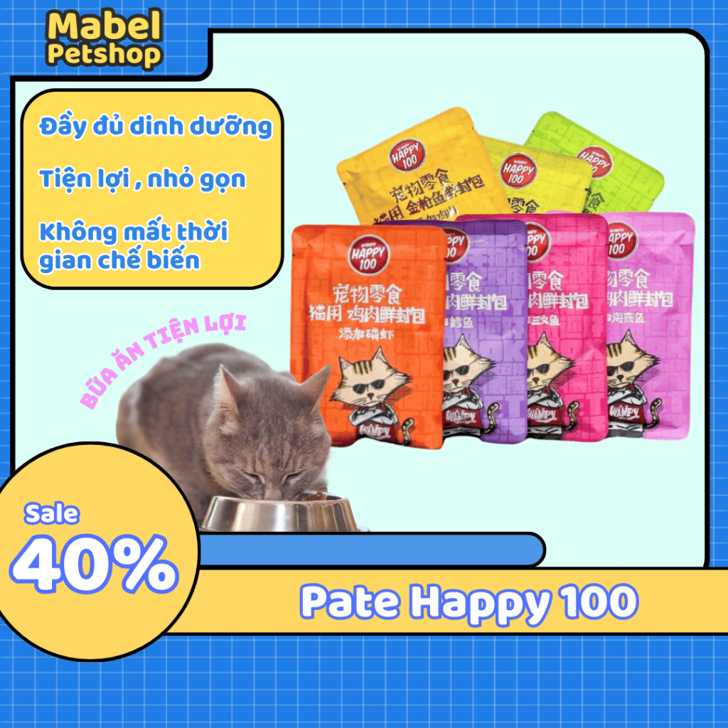 [COMBO] Hộp 12 thức ăn cho mèo Pate Wanpy Happy 100 dạng gói 70gr ...