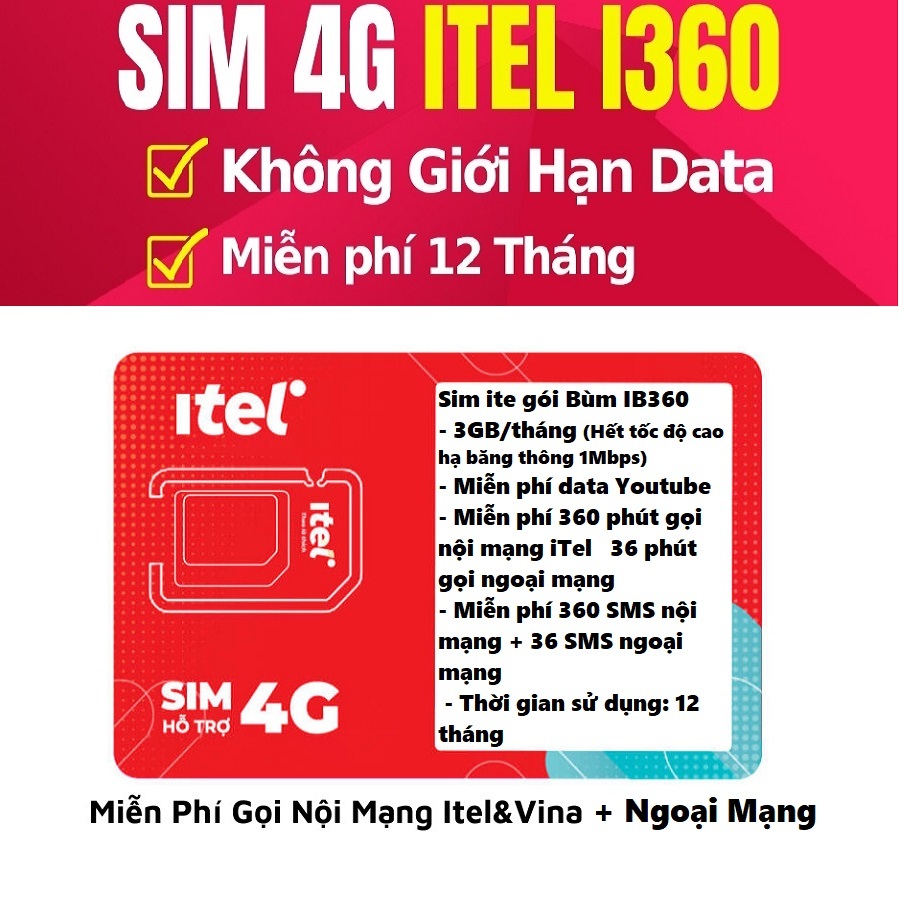 Sim 4G Vina Vào Mạng Cả Năm Không Giới Hạn Data - SIm Itelecom IB360 ...