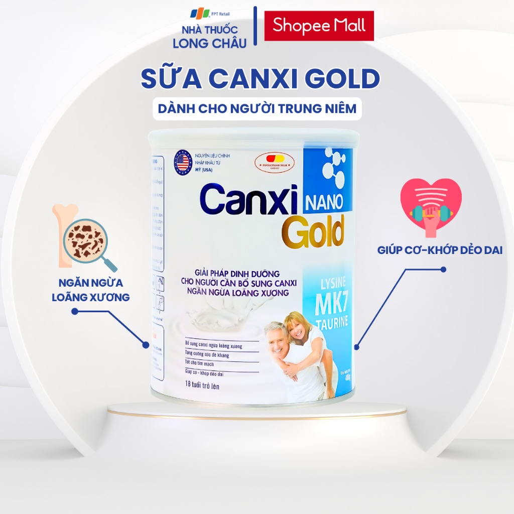 Sữa Bột CanXi Nano Gold Hộp 400 Gram Bổ sung Canxi-Hỗ Trợ Xương Khớp ...