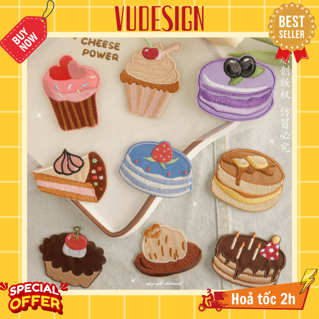 Sticker Dán Vải, Sticker Ủi Thêu Quần Áo, Balo, Túi, Mũ Bánh Ngọt ...