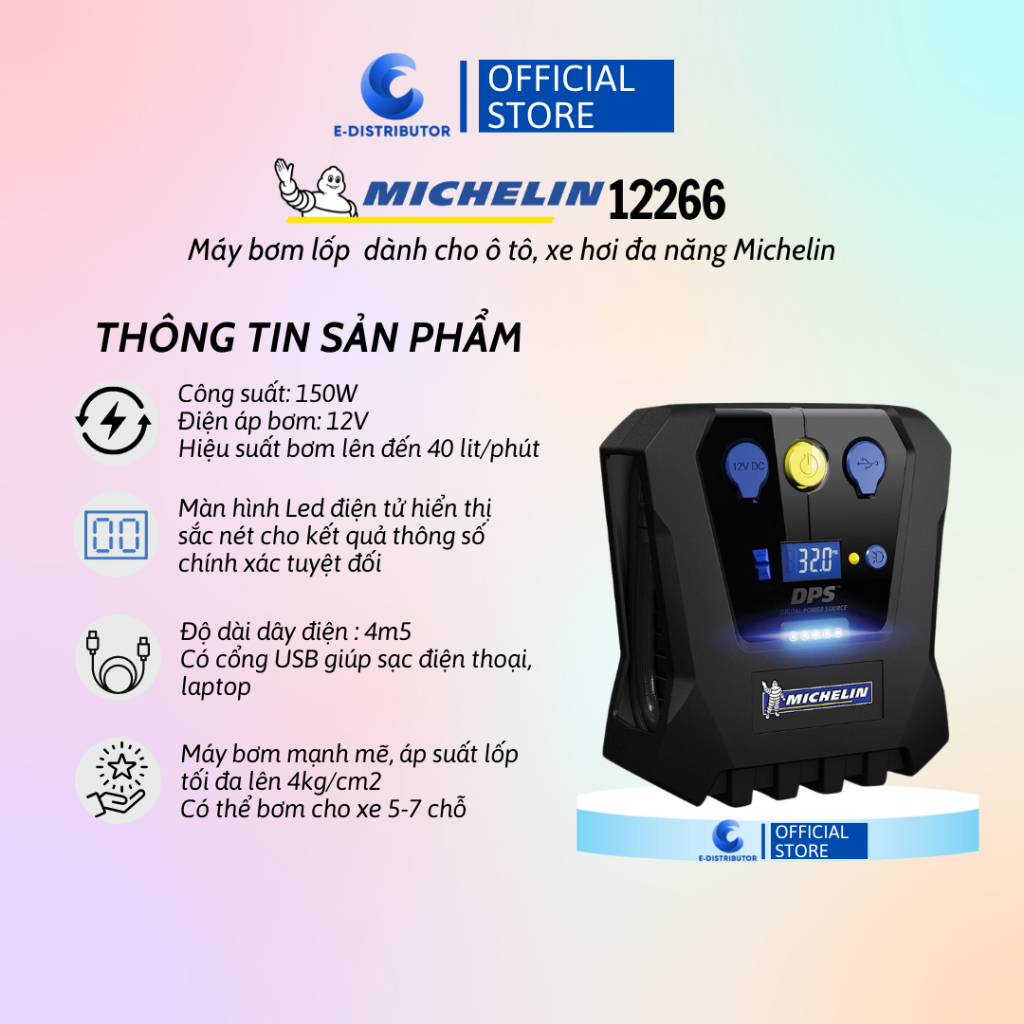 Máy Bơm Ô tô, Xe hơi Đa Năng Michelin M2202 - 3321 -12314 - 12266 ...