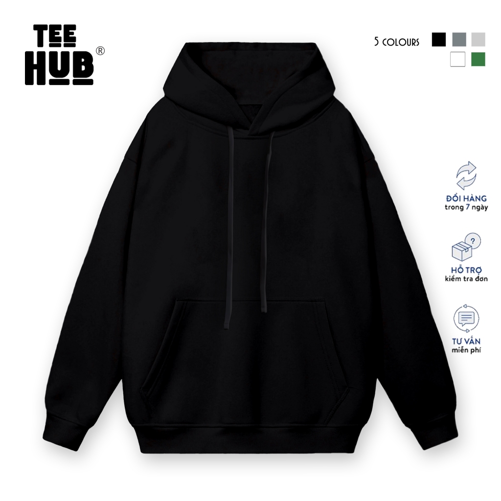 Áo hoodie Trơn màu nỉ bông TEEHUB Basic nam nữ form rộng thu đông Local ...