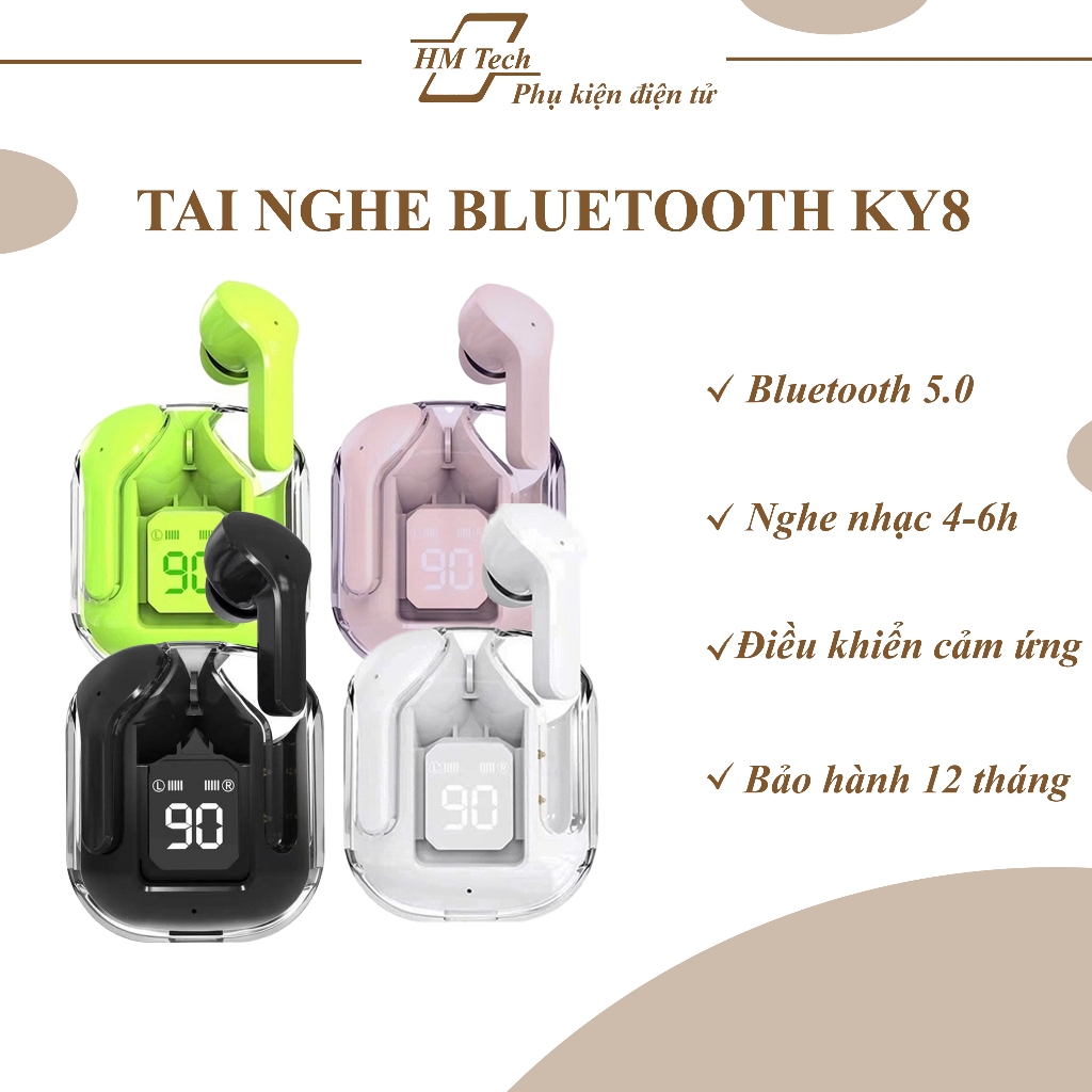 Tai nghe Bluetooth KY8 Ultrapods Max cảm ứng, siêu nhỏ gọn, có mic đàm ...