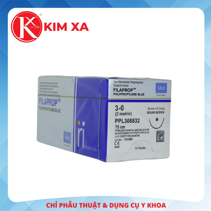 CHỈ KHÔNG TAN TỔNG HỢP ĐƠN SỢI MERIL FILAPROP(POLYPROPYLENE) SỐ 3/0 ...