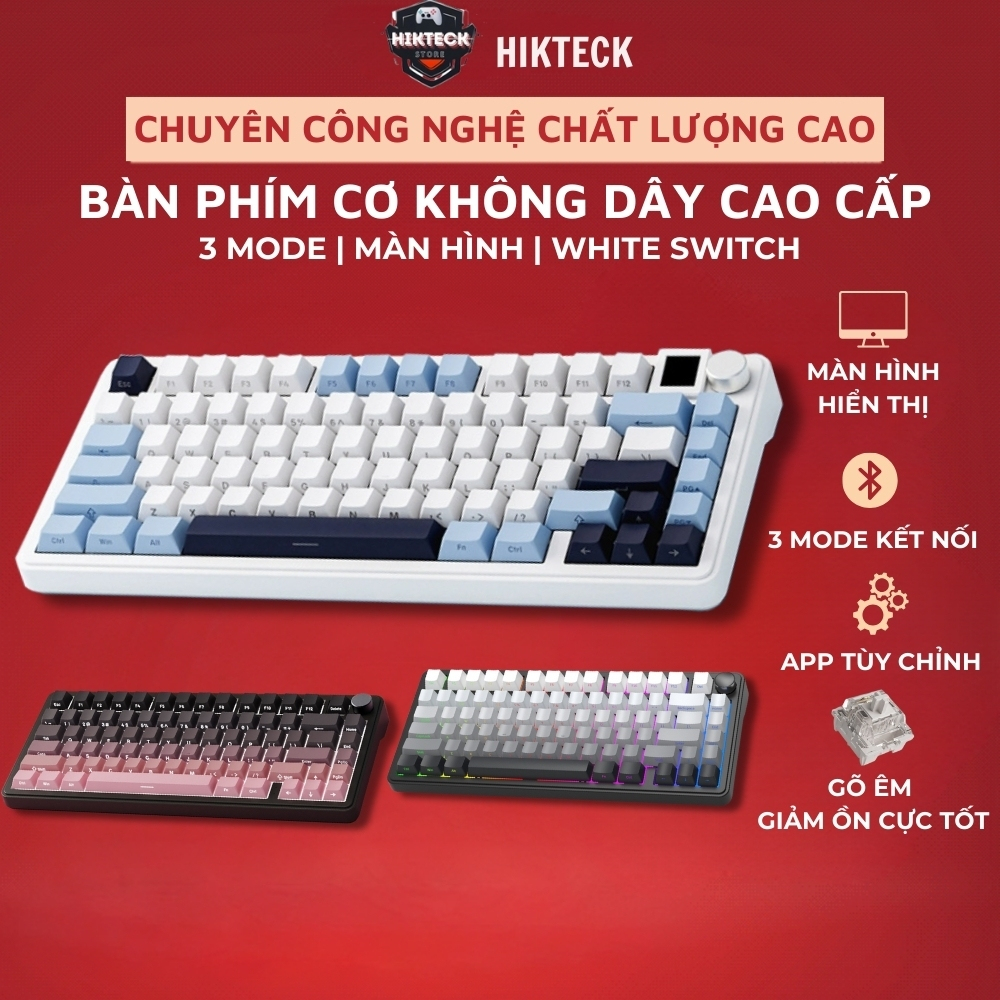 Bàn Phim Cơ Không Dây XINMENG M75 Màn Hình App Tùy Chỉnh Led RGB White ...