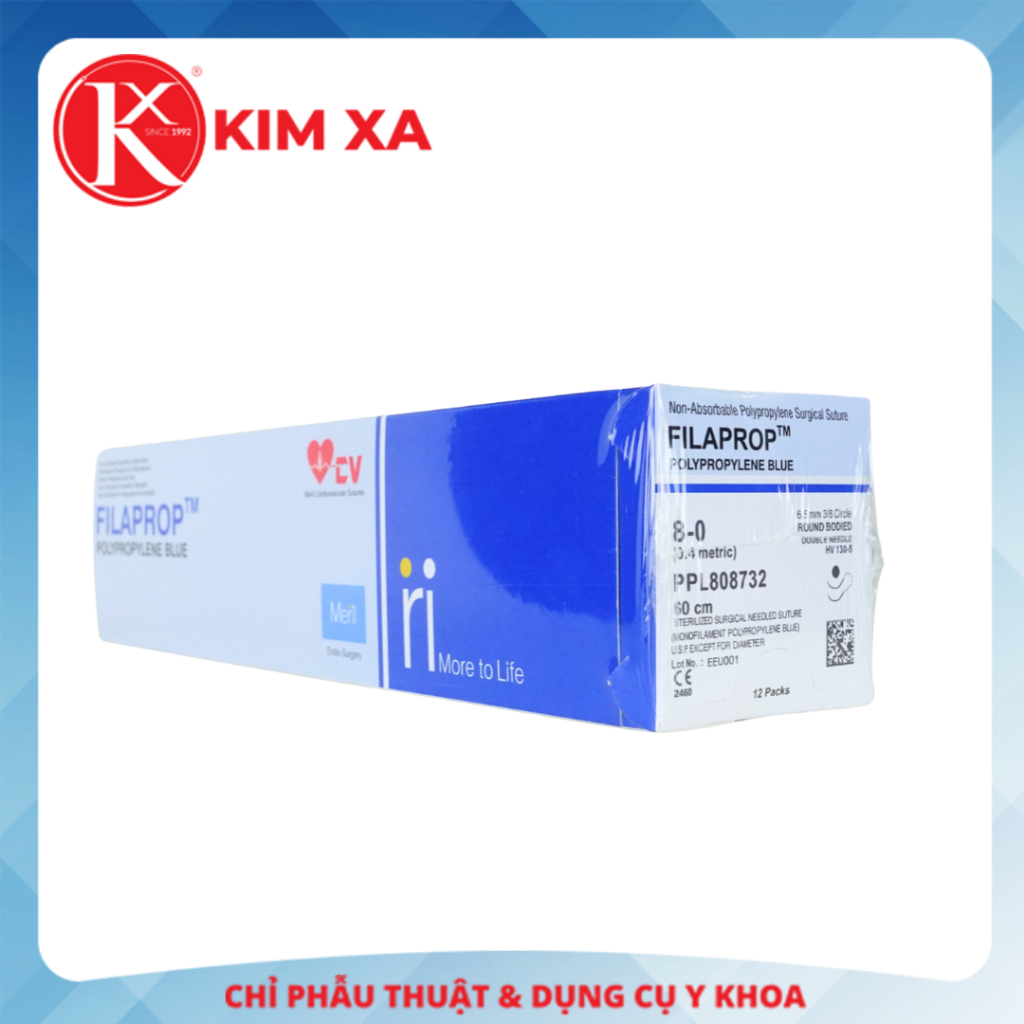 CHỈ KHÔNG TAN TỔNG HỢP ĐƠN SỢI MERIL FILAPROP(POLYPROPYLENE)SỐ 8/0 ...