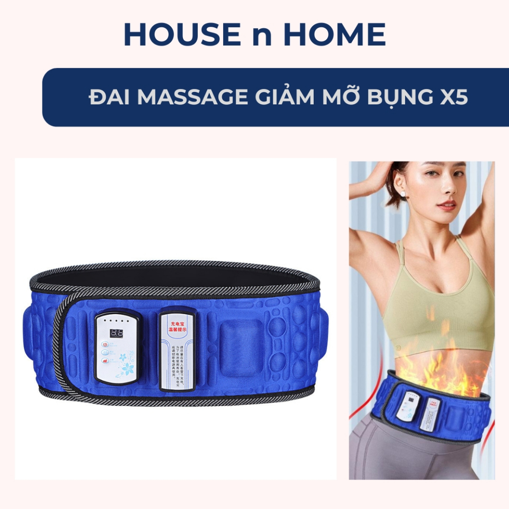 Đai massage rung nóng X5 BẢN CAO CẤP Giảm mỡ bụng toàn thân an toàn hiệu quả, sạc pin, cắm điện ...