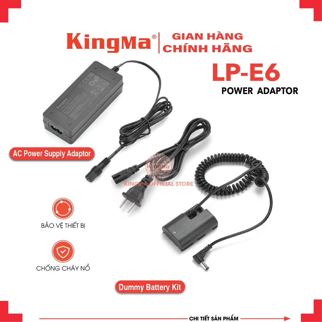 KingMa 8.4V 3A AC Cung Cấp Điện Adapter DC Coupler Và LP-E6 Giả Pin Kit Cho Canon EOS R/5D MARK ...