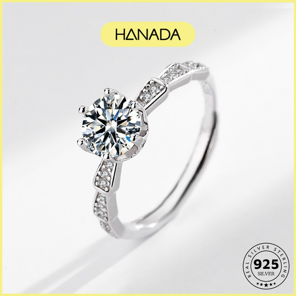 Nhẫn Bạc 925 HANADA Nơ Cách Điệu Đính Đá Cao Cấp Chuẩn 6A 6MM Nổi Bật Sang Trọng Đi Tiệc 1176 ...