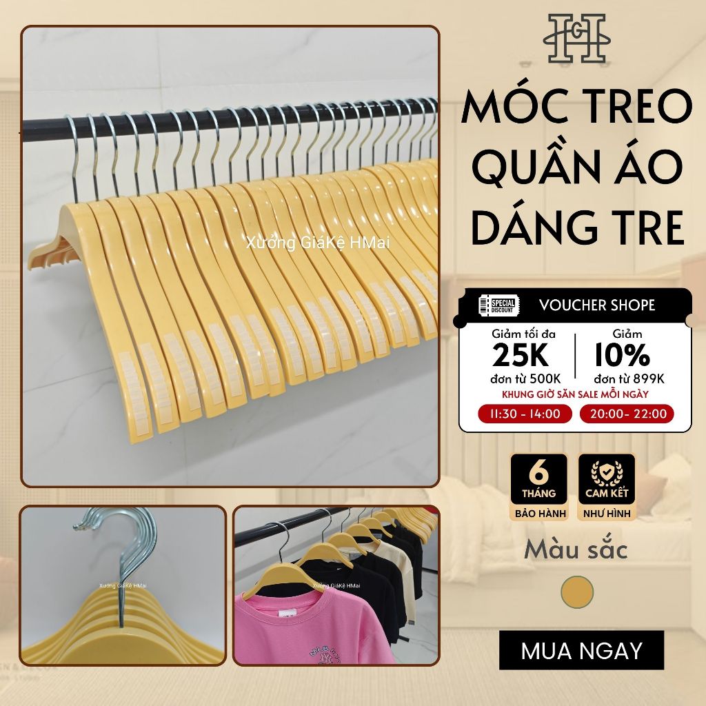 (Hàng loại 1)Mắc treo quần áo dáng tre,chống trơn tuột,xoay 360 độ,dùng ...