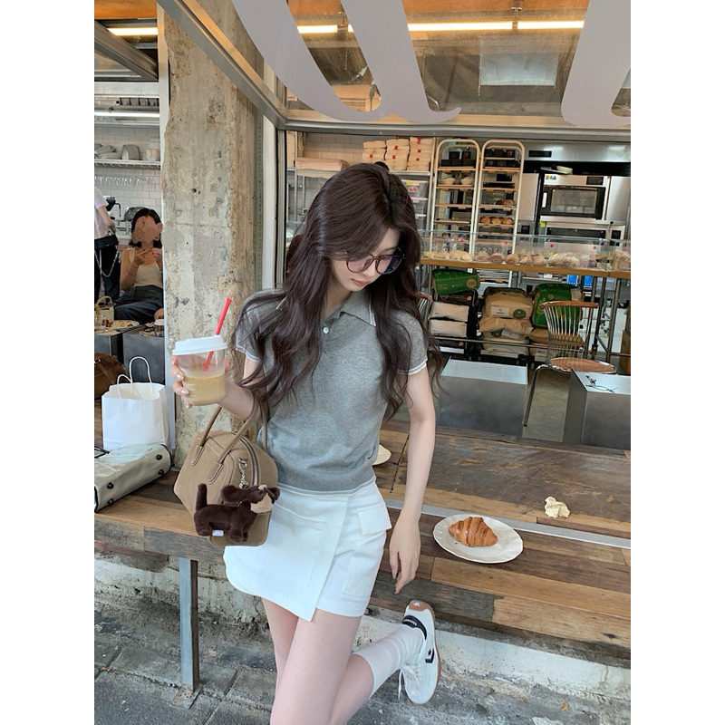 𝐋𝐨𝐥𝐢𝐬𝐭𝐨𝐫𝐞 - Set áo Polo + Chân váy trắng mặc hè tôn dáng | Shopee Việt Nam