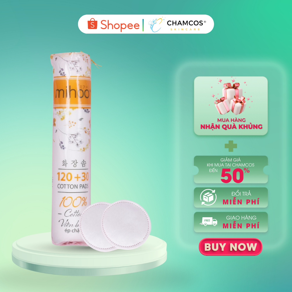 Bông tẩy trang Mihoo 150 miếng bông tẩy trang 100% cotton mềm mịn dai thấm hút không bị sơ bông ...