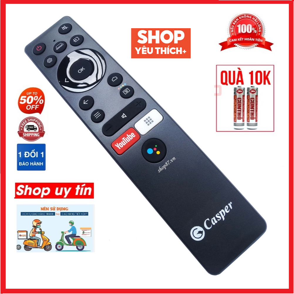 Điều khiển remote từ xa dùng cho tivi Casper Giọng nói-tặng kèm pin-đầu ...