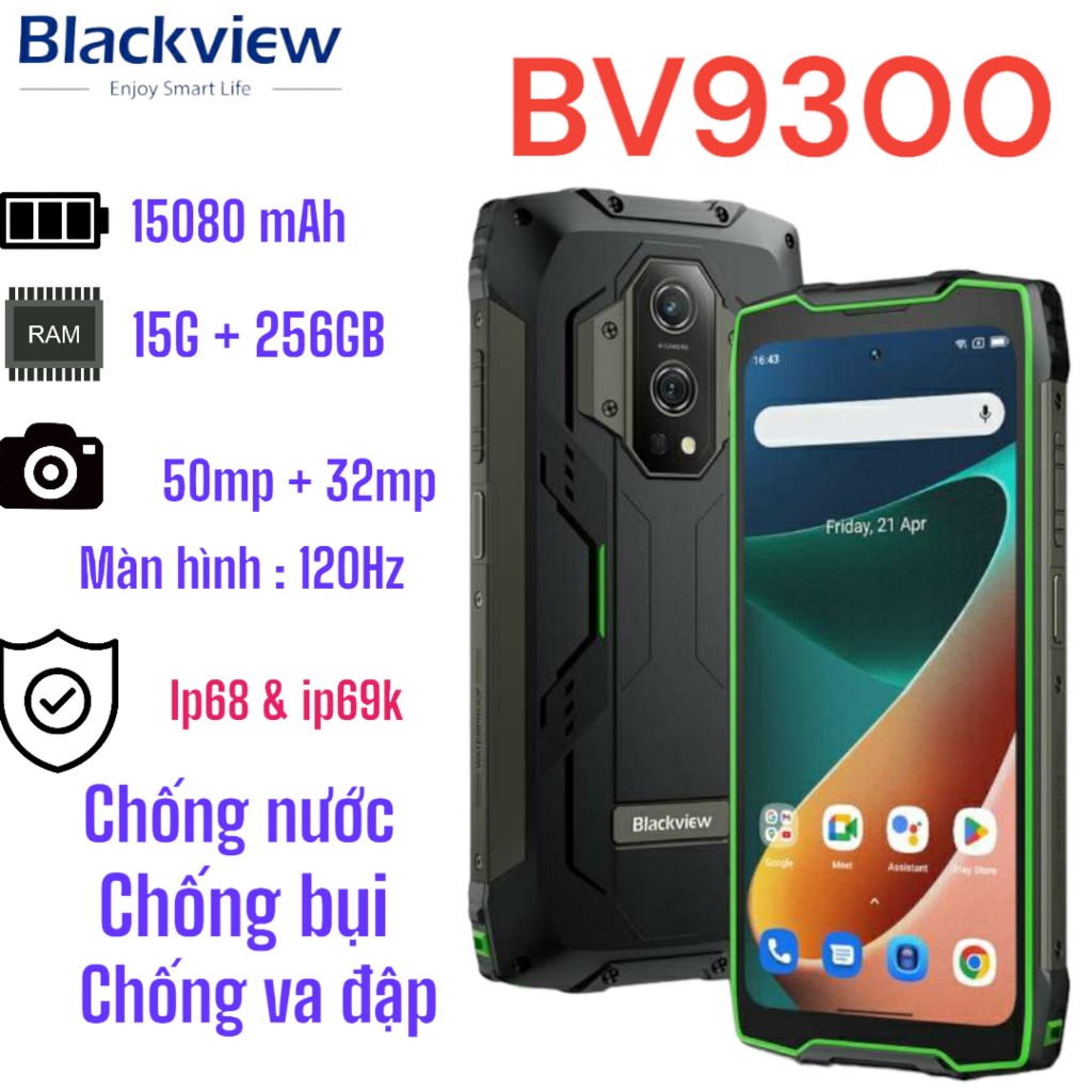 Blackview BV9300 120Hz Ram 21GB| Rom 256GB ,Pin 15080mAh,thước Đo Laser , Siêu Bền KHỦNG , Sạc ...