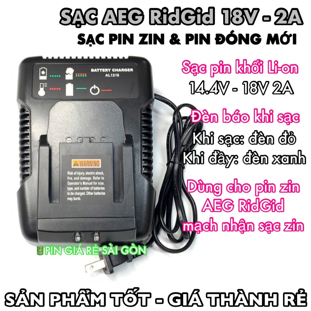 [AL1218] Sạc pin AEG RidGid 14.4V - 18V 2A sạc được cả pin zin hãng và ...