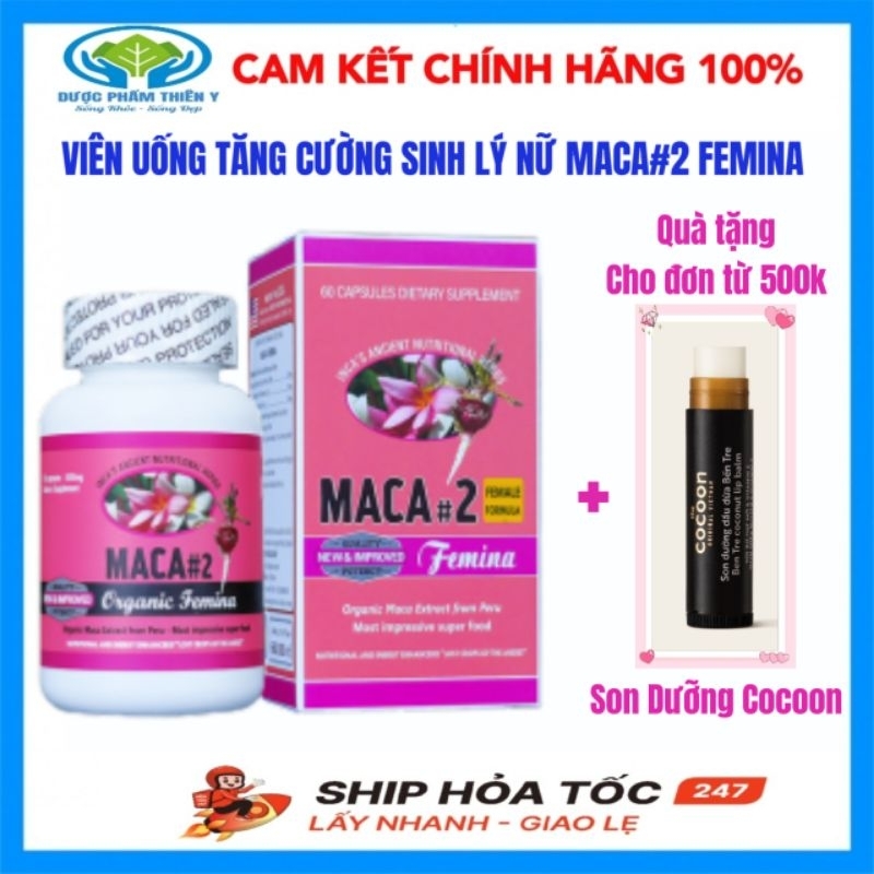 Viên uống tăng cường sinh lý nữ Maca 2 Femina lọ 60 viên - Bổ sung Estrogen nội tiết tố nữ, đẹp ...