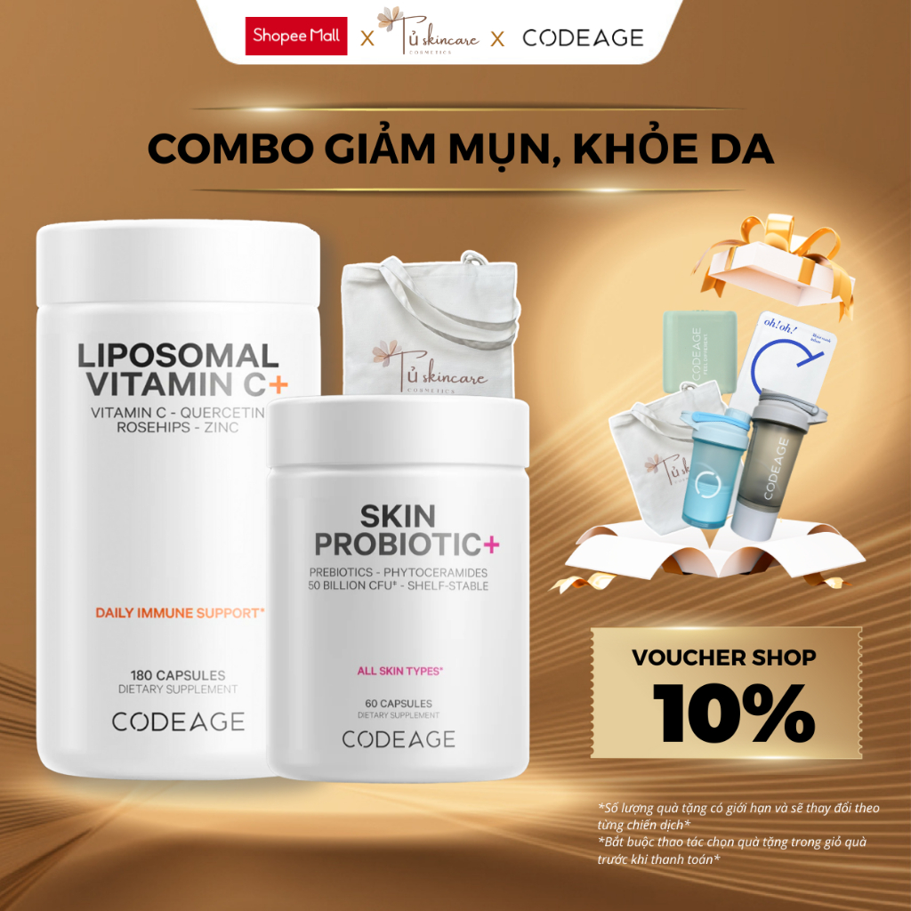 Bộ Đôi Hỗ Trợ Giảm Mụn Codeage Skin Probiotic 60 viên Tặng Codeage ...