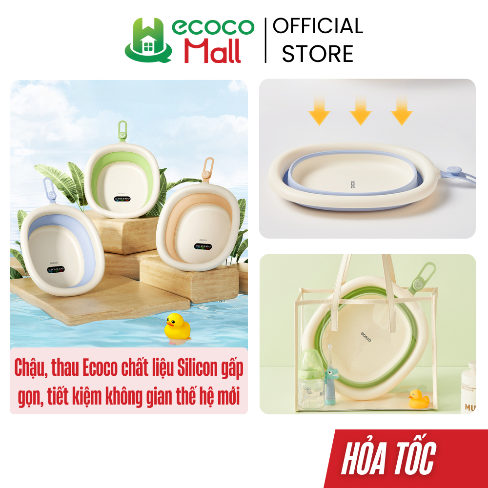 Thau ECOCO gấp gọn silicon cảm biến nhiệt độ thế hệ mới, tiết kiệm không gian, Chậu rửa mặt ...