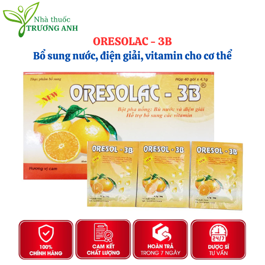 ORESOL - 3B bù nước, điện giải và vitamin cho cơ thể. Hộp 40 gói, gói ...
