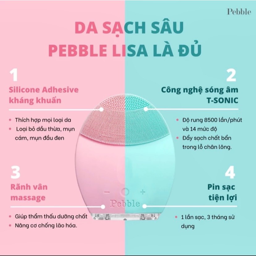 Máy rửa mặt Pebble Lisa 2 trong 1 công nghệ T - sonic - Black Owl ...