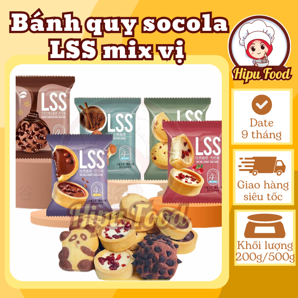 Bánh quy socola LSS mix vị, bánh quy bơ phủ socola đậm vị 200g | Shopee ...