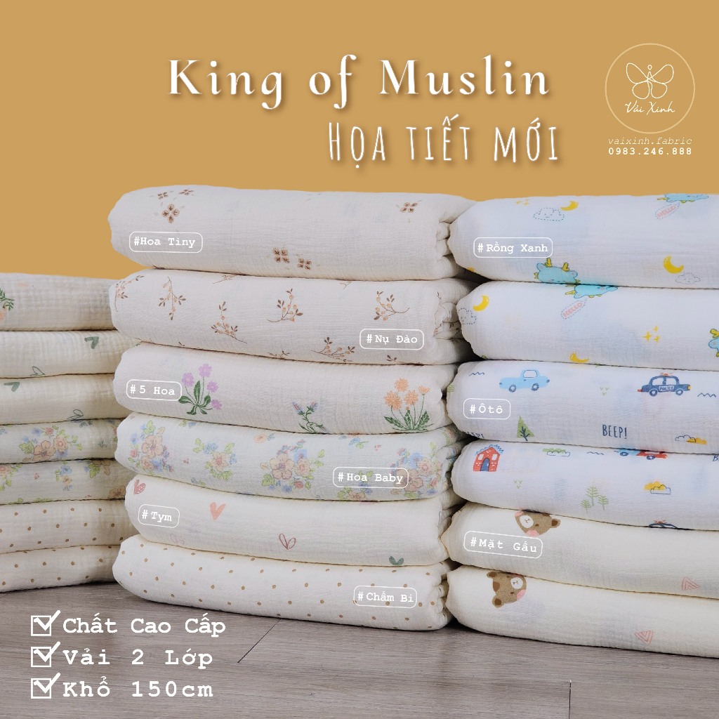 [ King Of Muslin Pattern ] Vải Xô Muslin 2 lớp May Khăn Chăn, Quần Áo ...
