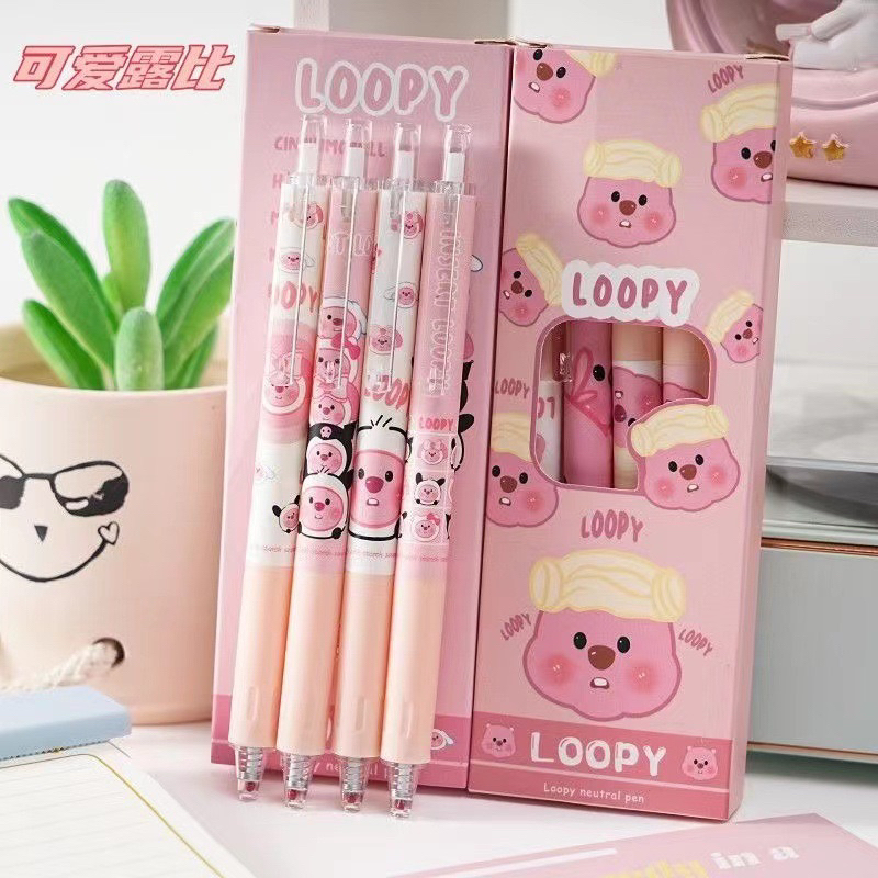 Hộp 4 chiếc bút bi bấm hình heo Loopy | Shopee Việt Nam