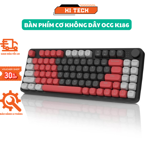 Bàn Phím Cơ OCG K186 Đỏ Đen Không Dây Chính Hãng - LED Xuyên Phím - 3 ...