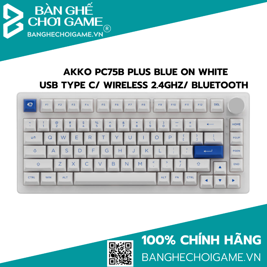 Bàn phím cơ Akko PC75B Plus Blue on White (USB, Wireless 2.4Ghz ...