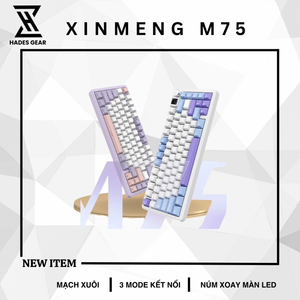 Bàn phím cơ Xinmeng M75 Pro mạch xuôi - Hỗ trợ hotswap - LED RGB nhiều chế độ - 3 mode kết nối ...