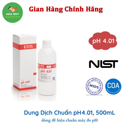 [Chính Hãng] Dung Dịch Hiệu Chuẩn pH 4.01,Chai 500mL HI7004L,Thương hiệu Hanna - Chất chuẩn PH4 ...