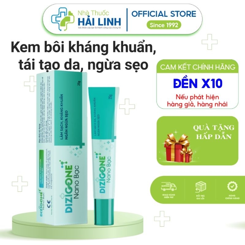 Dizigone nano bạc ⚡ Tặng quà ⚡ Tuýp 25g Giúp kháng khuẩn, lành vết ...