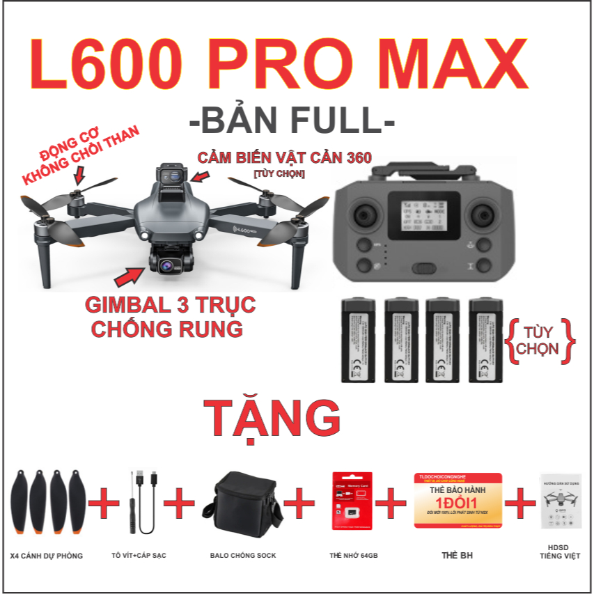 FLYCAM L600 Pro Max BH 12 THÁNG+GPS+CAMERA HD 4K+3 TRỤC CHỐNG RUNG+CẢM ...