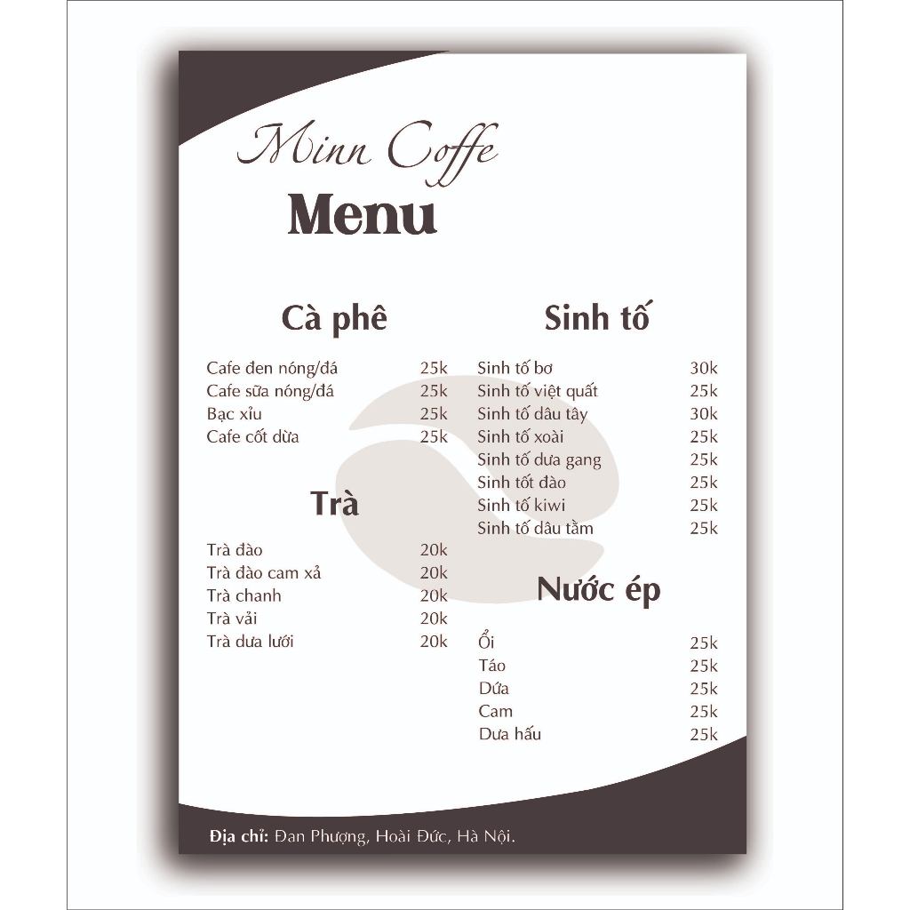 Menu kích thước A4 miễn phí thiết kế (miễn phí ép flastic) | Shopee ...