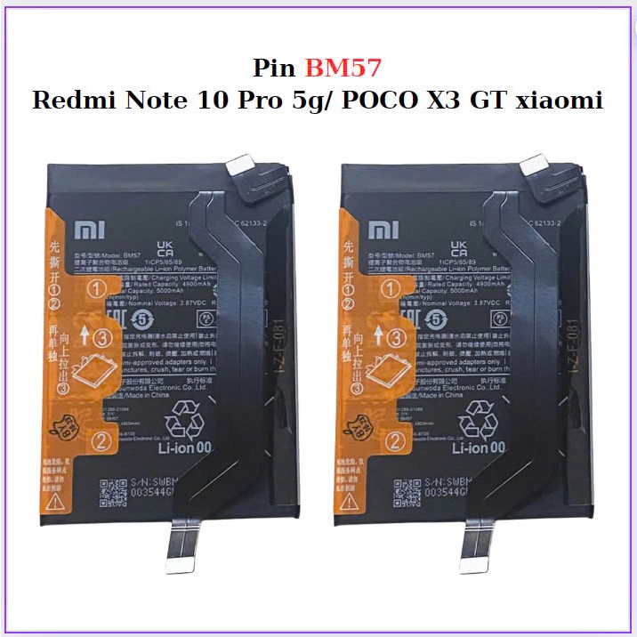 Pin xiaomi bm57/redmi note 10 pro 5g/ poco x3 gt mới | Shopee Việt Nam