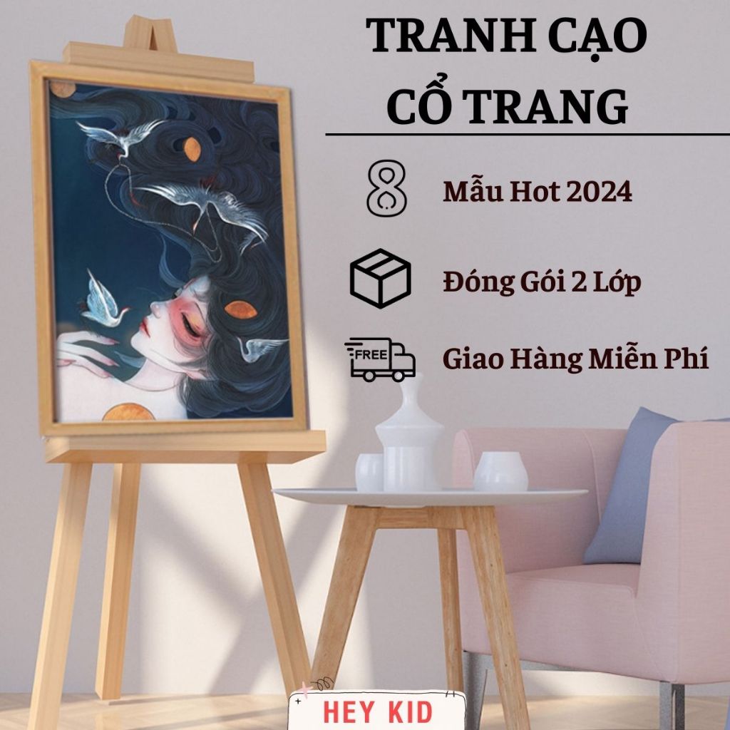 Tranh Cạo Than Tre Mẫu Cổ Trang khổ A3 - Mẫu Tranh cào cô gái a3 tự làm hình trang trí, treo ...