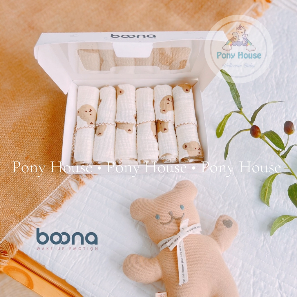 Khăn Sữa Boona - Set 6 Khăn Xô Muslin Siêu Mềm, Mịn Rửa Mặt, Tắm Cho Bé Sơ Sinh | Shopee Việt Nam