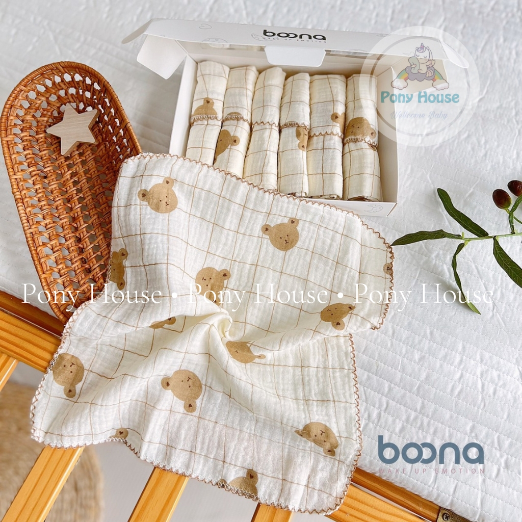 Khăn Sữa Boona - Set 6 Khăn Xô Muslin Siêu Mềm, Mịn Rửa Mặt, Tắm Cho Bé Sơ Sinh | Shopee Việt Nam