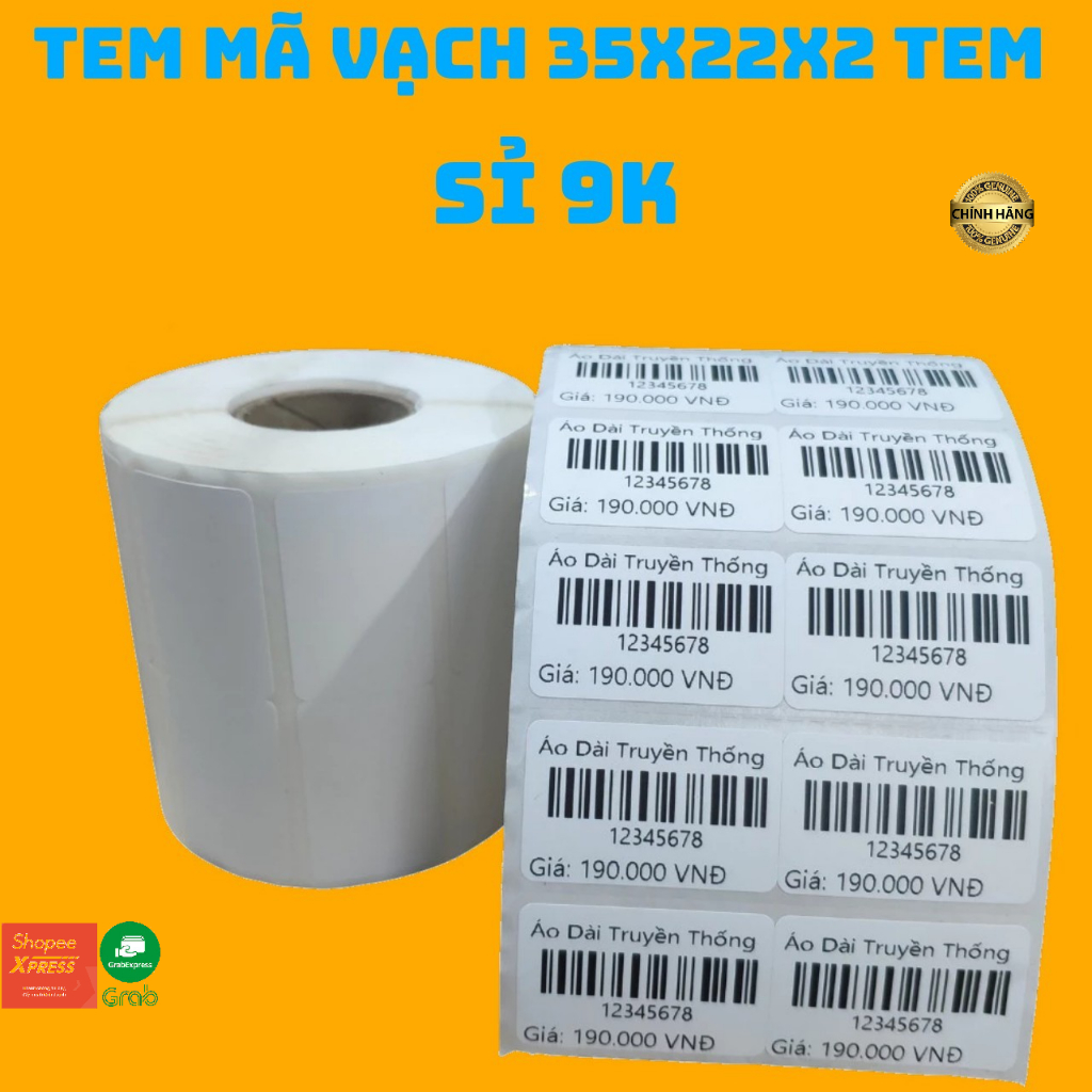Giấy in nhiệt Tem mã vạch 35x22 70x22 72x22 74x22 Decal nhiệt 2 tem ...