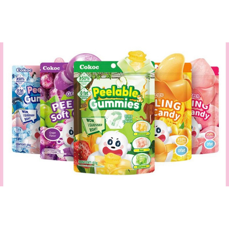 KẸO DẺO TRÁI CÂY LỘT VỎ 3D COKOC 75G VỊ NHO/ ĐÀO/ XOÀI/ SODA/ KẸO DẺO ...